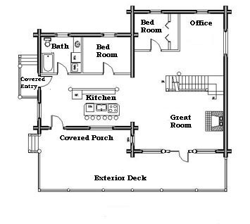 Log Cabin Kit Plan - The Baker Floor Plan