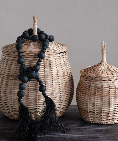 Lidded Wicker Basket | Handwoven Lidded Rustic Basket