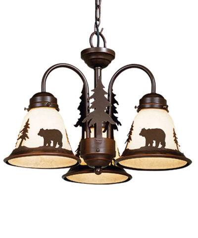 Log Cabin Chandelier - Rustic Bear Lighting