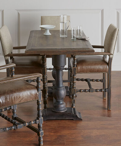 Rustic Friendship Table | Antique Pub Dining Room Table in Saddle Brown