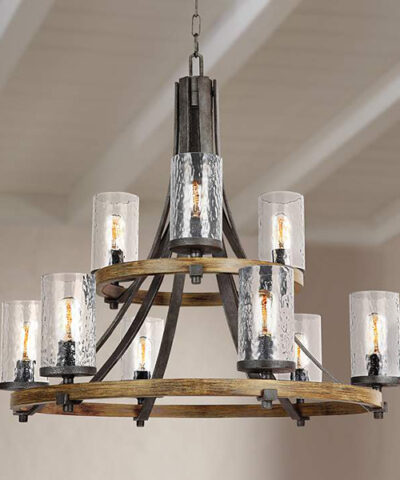 Wood & Metal Chandelier | Rustic Farmhouse Lighting