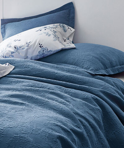 Blue Coverlet Blanket | Traditional Matelasse Coverlet