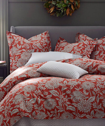 Botanical Print Duvet Cover | Large-Scale Red Florals