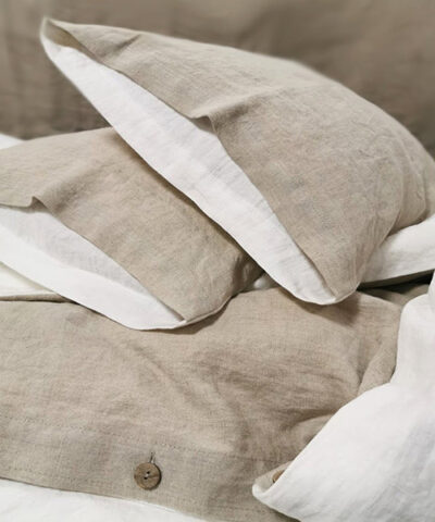 Farmhouse Linen Bedding | Reversible Natural Flax & White Duvet
