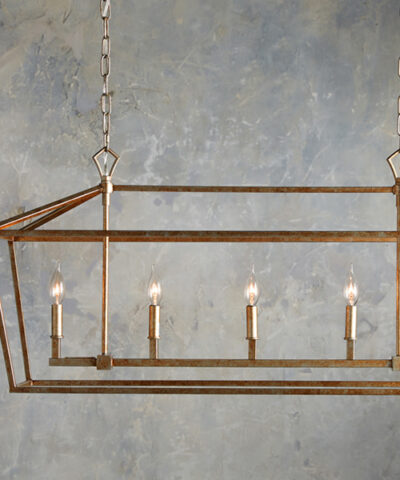 Rustic Rectangular Chandelier | Handfinished Geometric Lighting