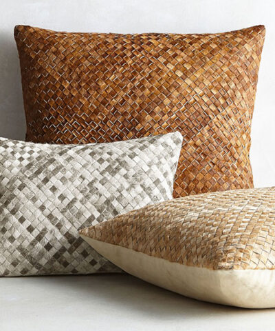 Woven Leather Hide Pillow | Cowhide Throw Pillows