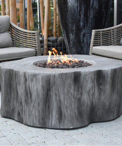 Rustic Round Fire Pit Table | Natural Gas | Rustic Outdoor