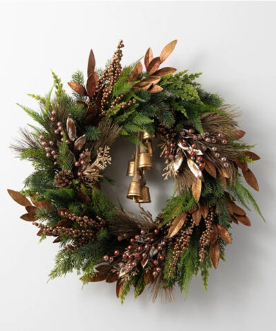 Antique Bells Christmas Wreath | Rustic Holiday Decor